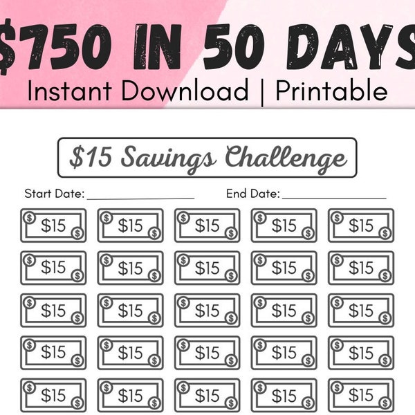80 Dollar Savings Challenge Printable, Mini Savings Tracker, 50 Day ...
