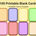 100 Printable Colorful Blank Cards, Affirmation Cards, Note Cards ...