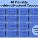 40 Printable Boyfriend Coupons, Husband Coupon Book, Valentines Day ...