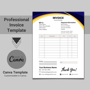 Professional Business Invoice Template, Printable Small Business ...