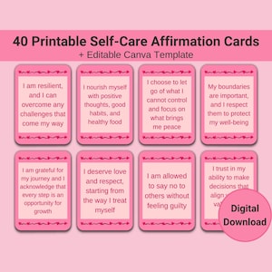 40 Printable Self-care Affirmation Cards for Women, Positive Daily ...