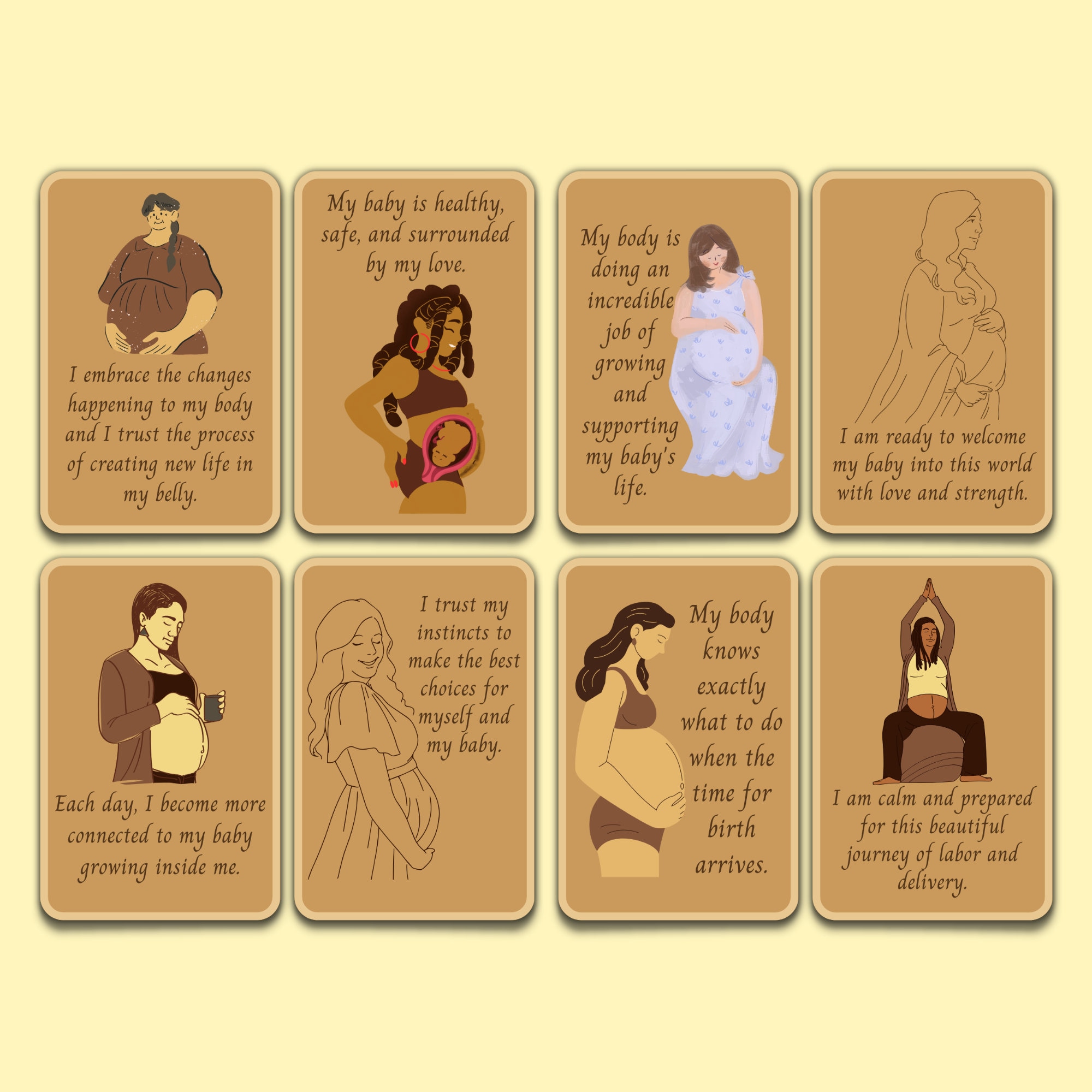 40 Printable Pregnancy and Birth Affirmation Cards, Gift for Pregnant ...