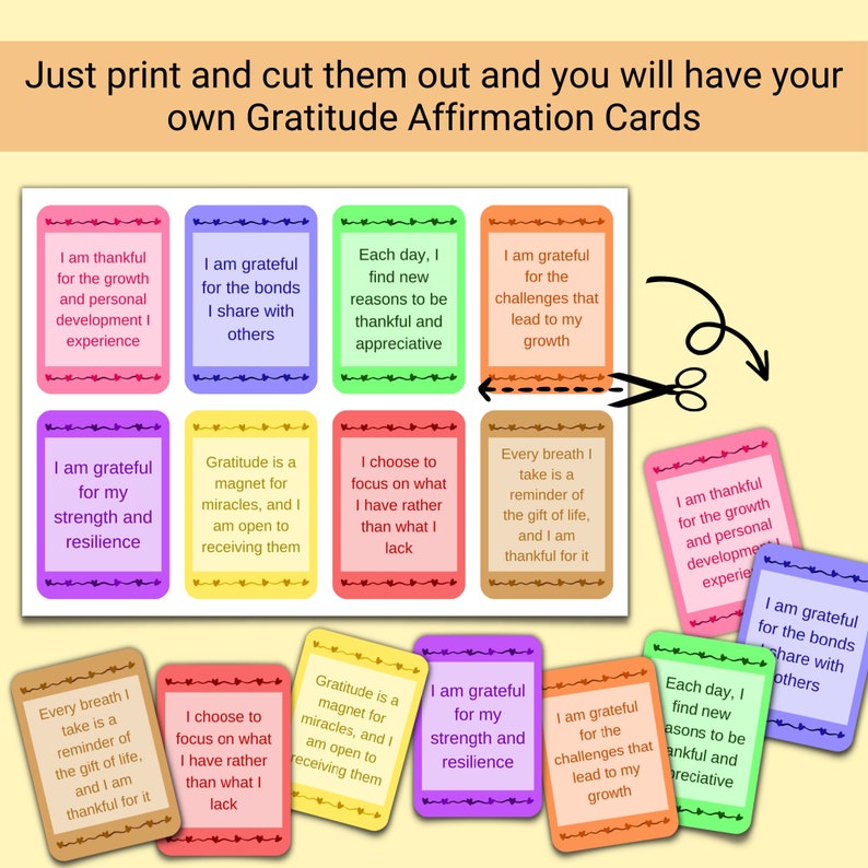 Printable Gratitude Affirmation Cards, Daily Affirmations, Gift for ...