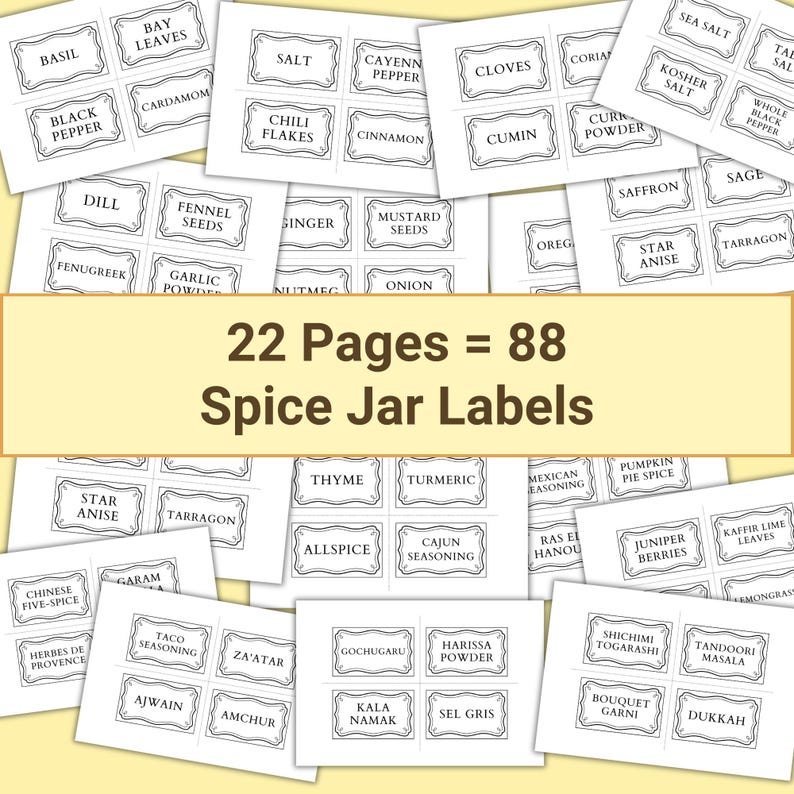 Printable Spice Jar Labels, Minimalist Homemade Spice Jar Labels ...