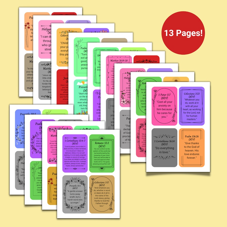 Printable Bible Verse Cards for Kids, Bible Study Tools, Memory Verse ...