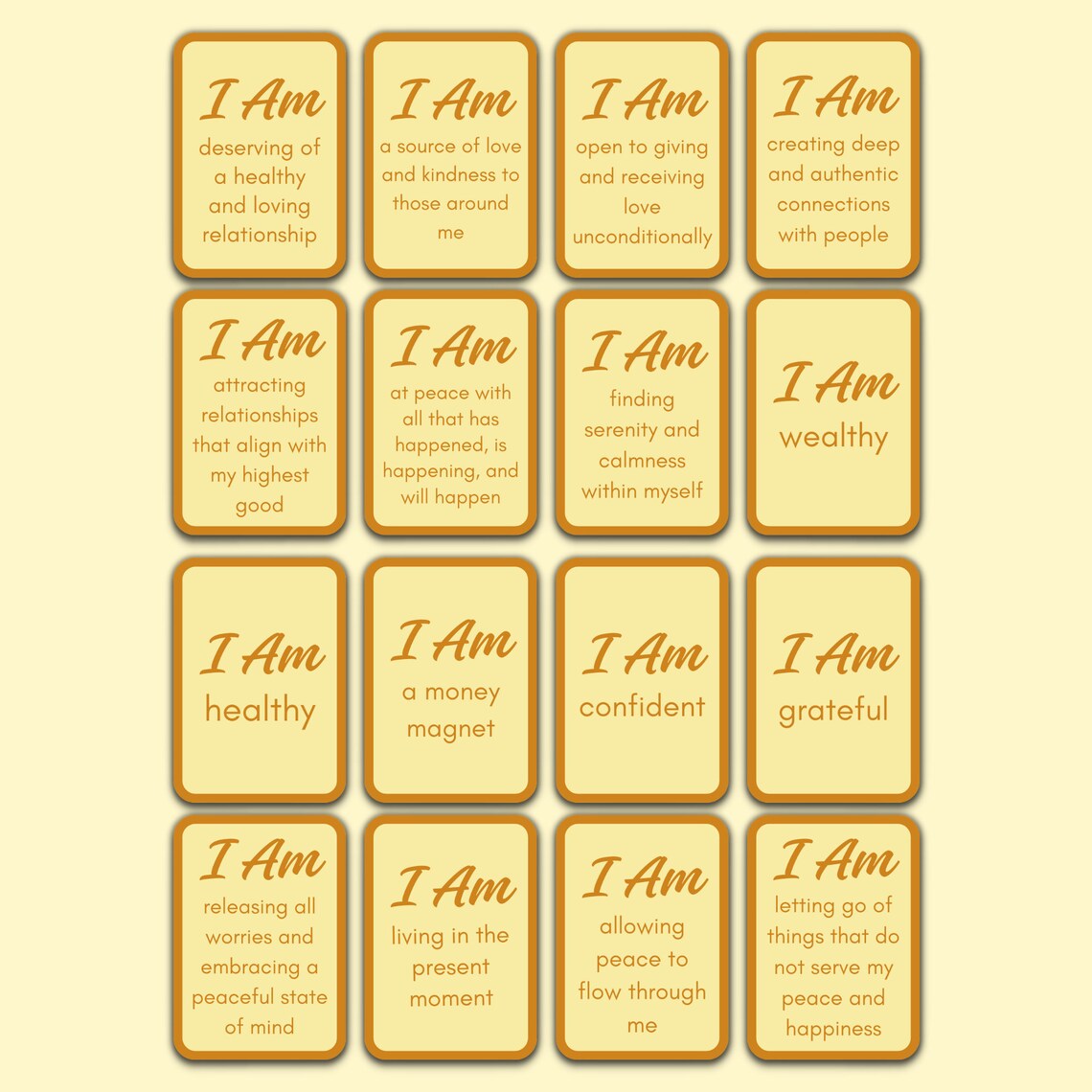100 Printable Positive I AM Affirmation Cards, Positive Quotes, Daily ...