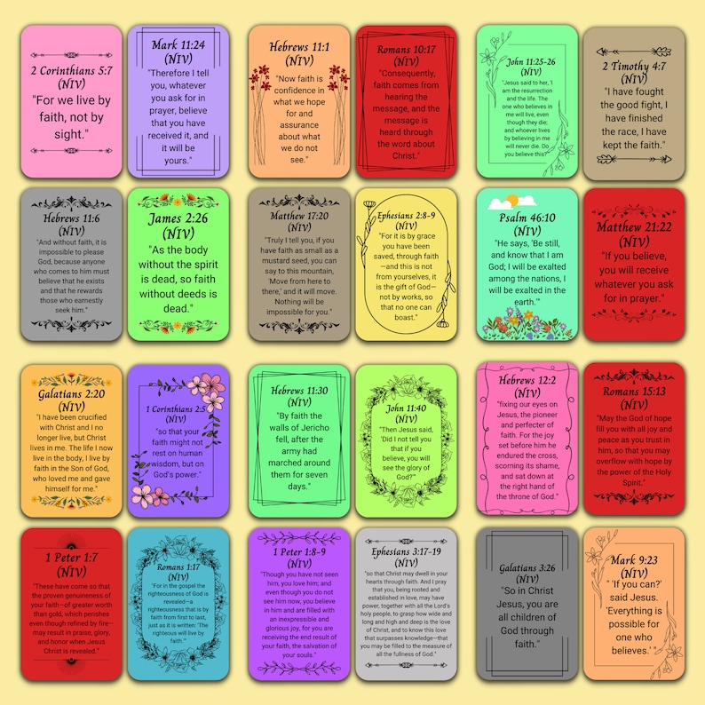 Printable Bible Verse Cards About Faith, Bible Study Tools, Memory ...