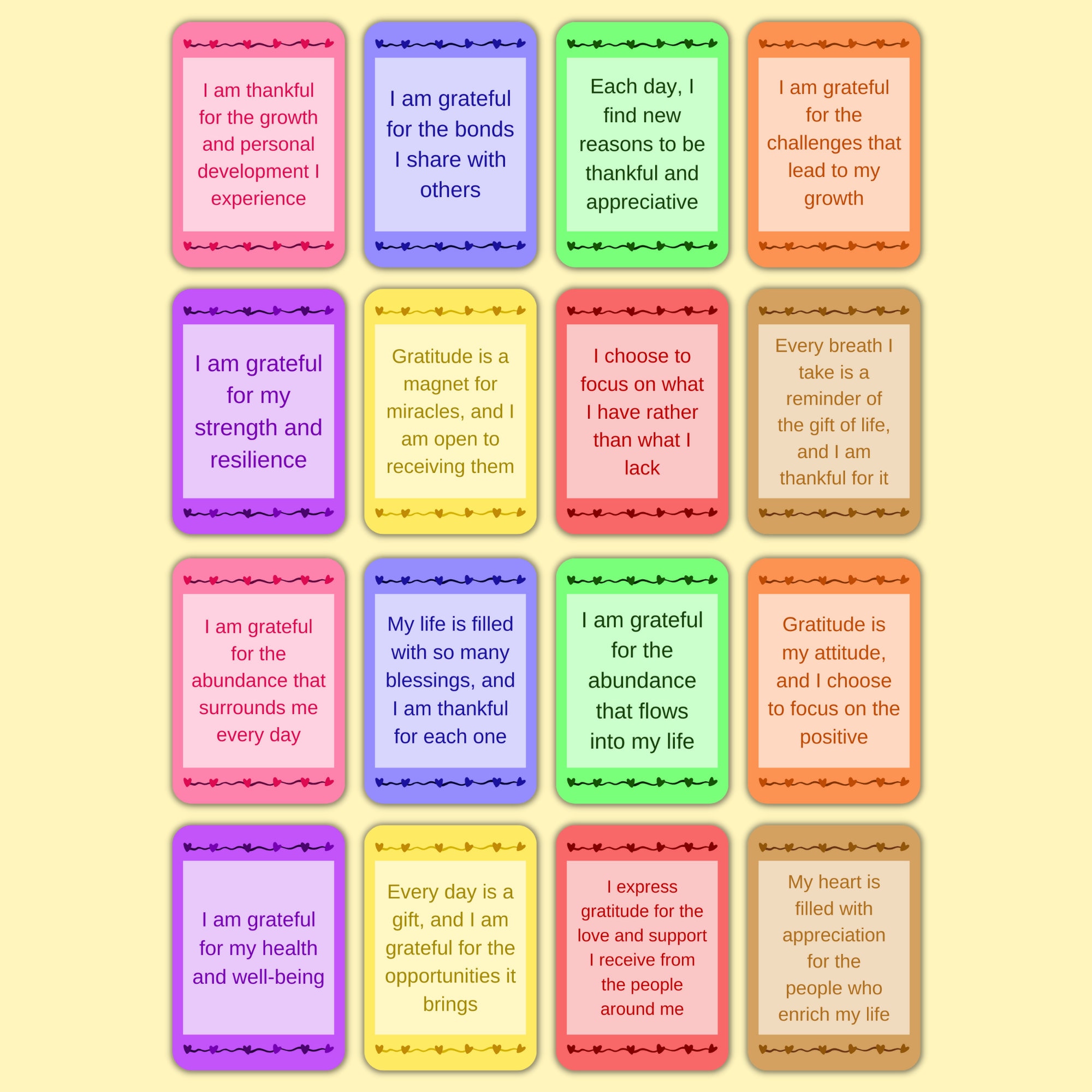Printable Gratitude Affirmation Cards, Daily Affirmations, Gift for ...