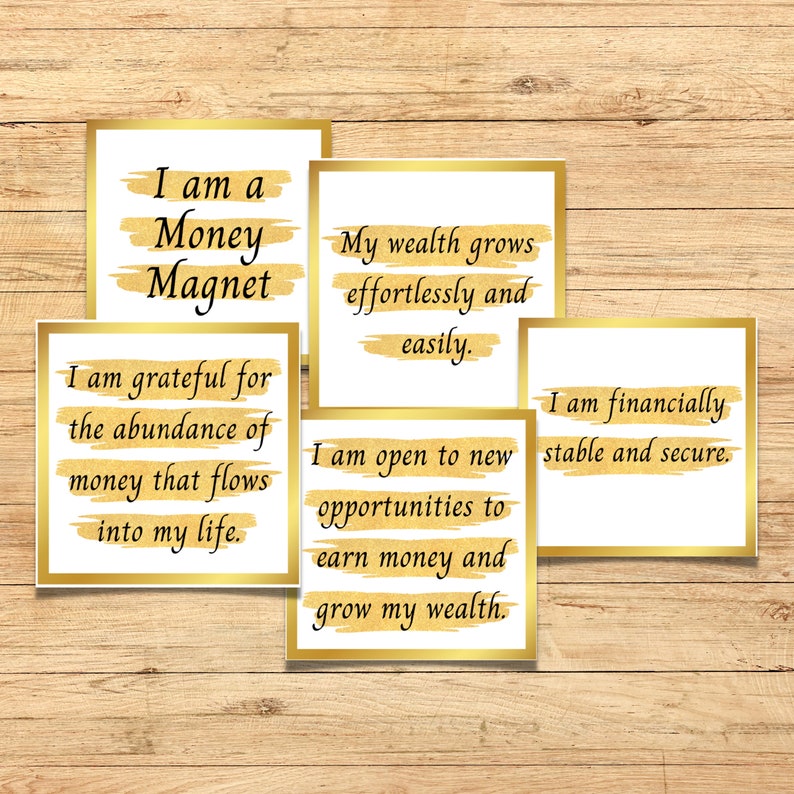 30 Printable Money Affirmation Cards, Financial Abundance & Wealth ...
