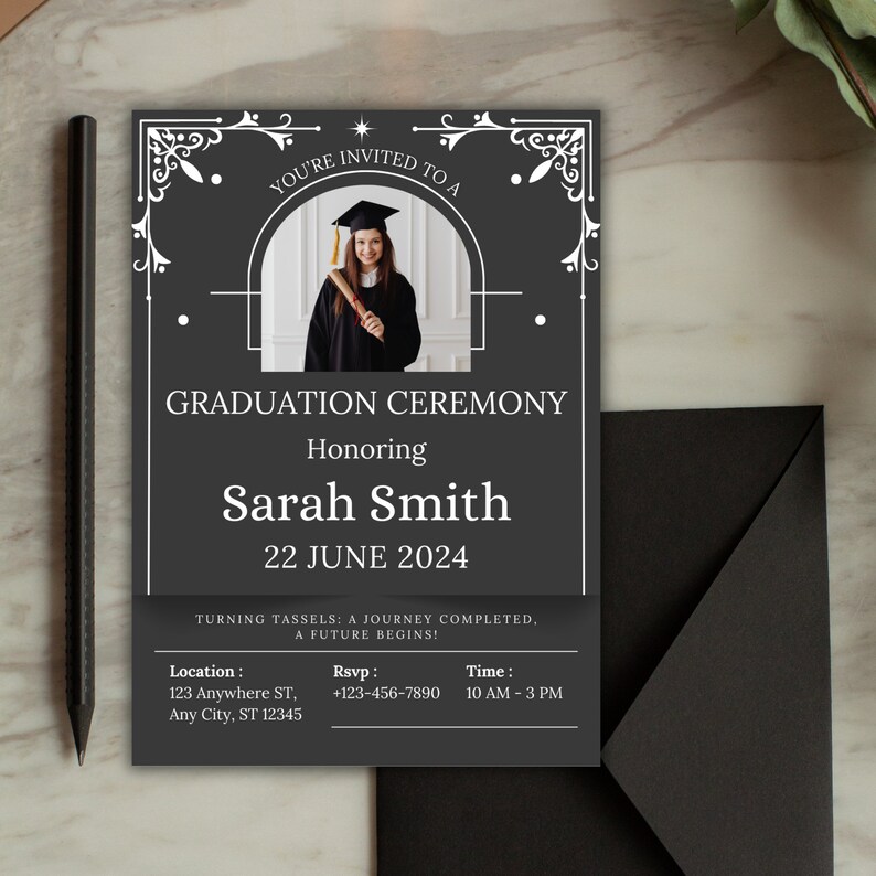 Editable Graduation Ceremony Invitation Canva Template, Grad Party ...