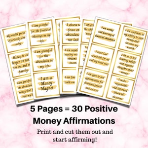 30 Printable Money Affirmation Cards, Financial Abundance & Wealth ...