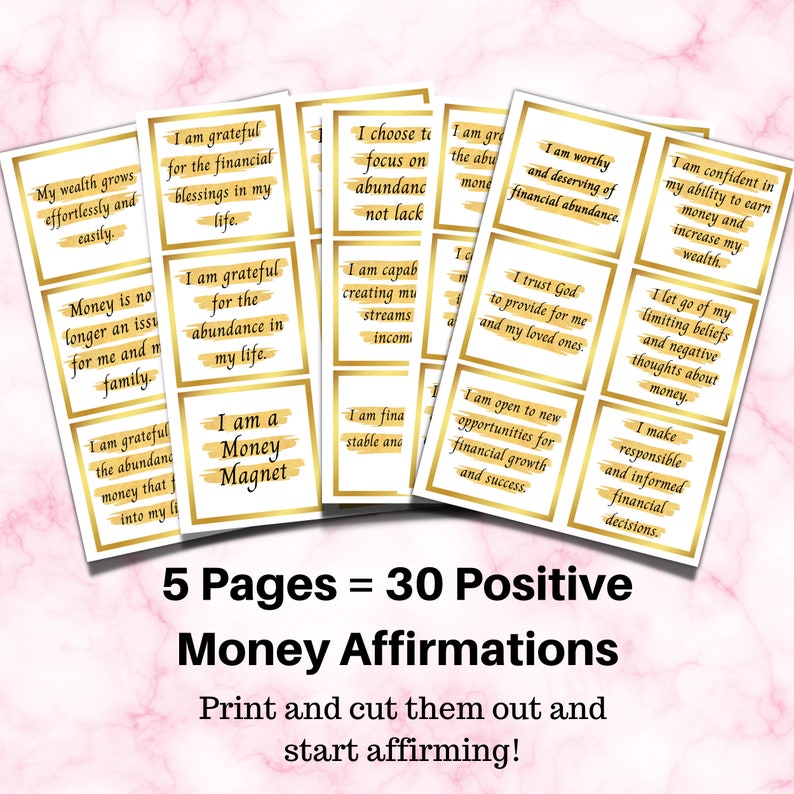 30 Printable Money Affirmation Cards, Financial Abundance & Wealth ...