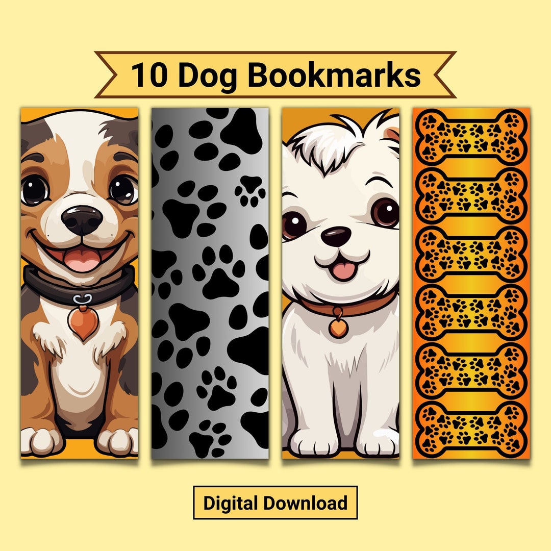 Cute Printable Dog Bookmarks, Bookish Dog Bookmarks, Gift for Book ...