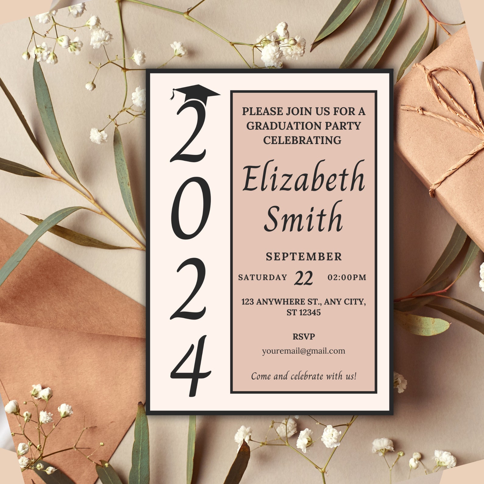 Editable Graduation Ceremony Invitation Canva Template, Grad Party ...