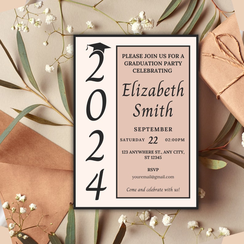 Editable Graduation Ceremony Invitation Canva Template, Grad Party ...
