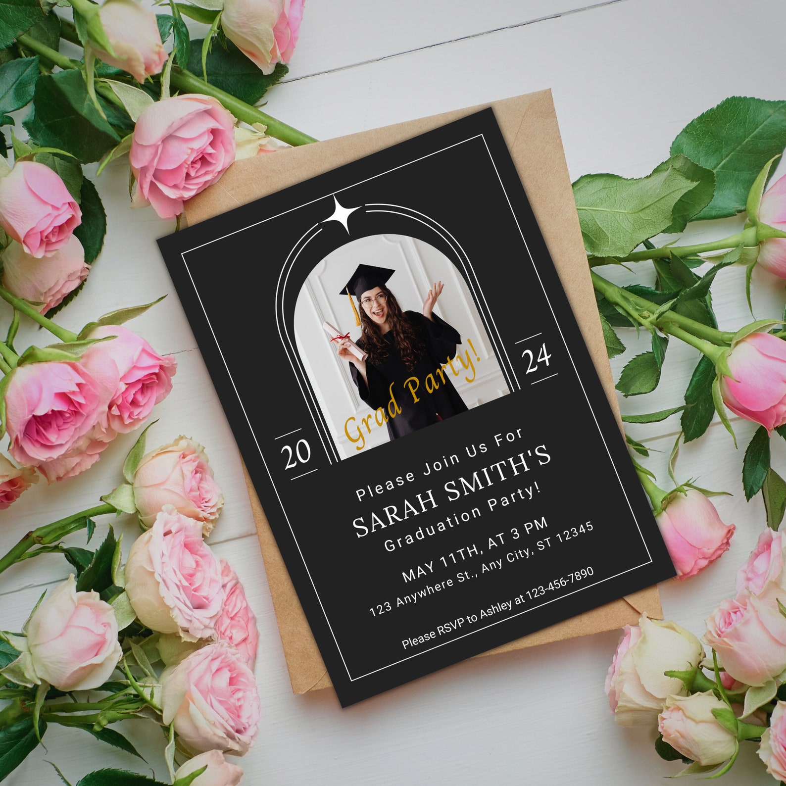 Editable Graduation Party Invitation Canva Template, Grad Party Invite ...
