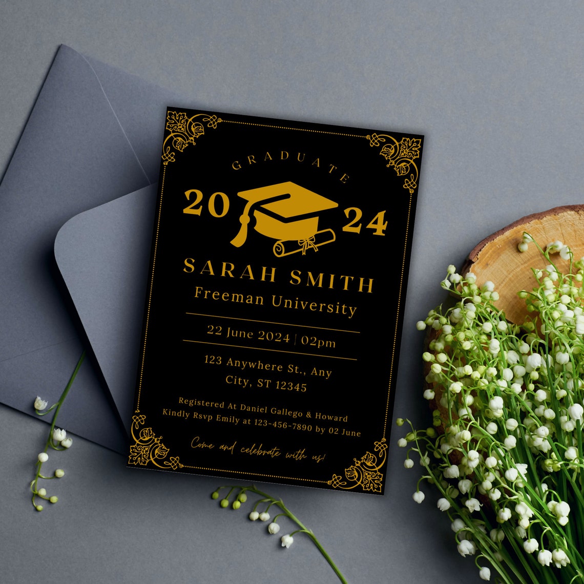 Editable Graduation Party Invitation Canva Template, Grad Party Invite ...