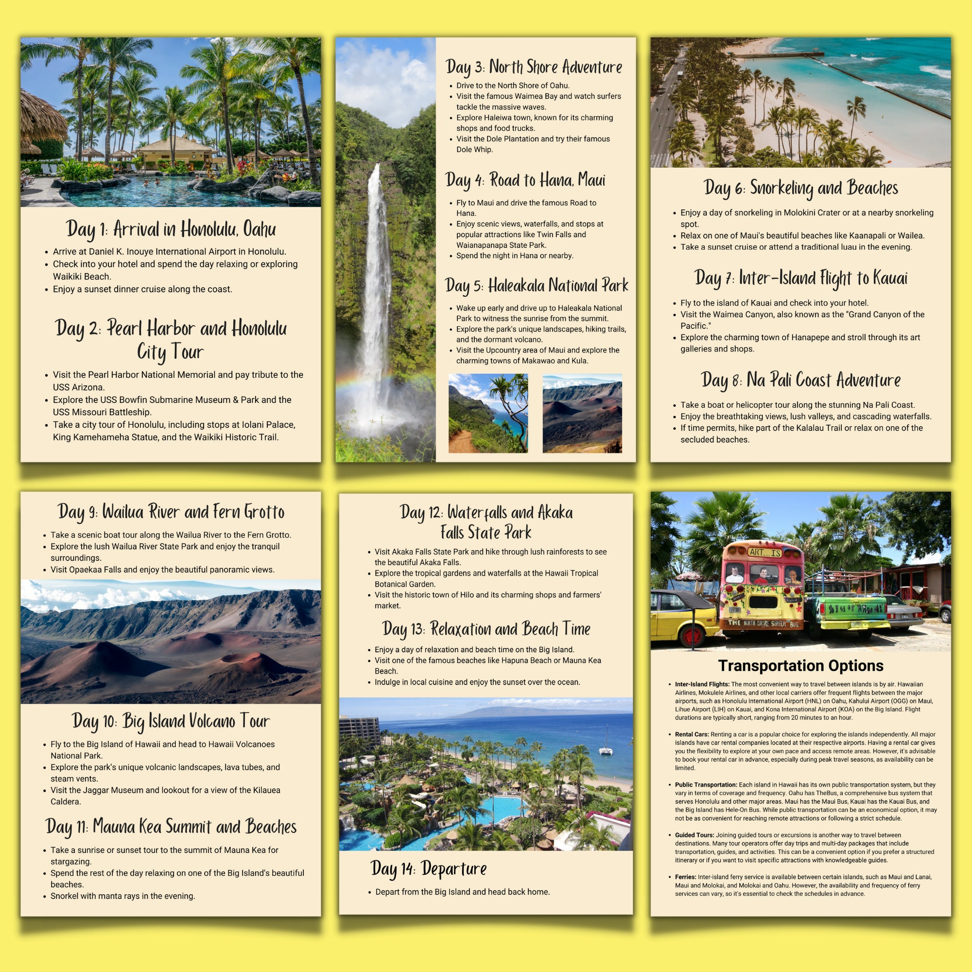 Hawaii Travel Itinerary, Travel Planner Canva Template, Travel Gift ...