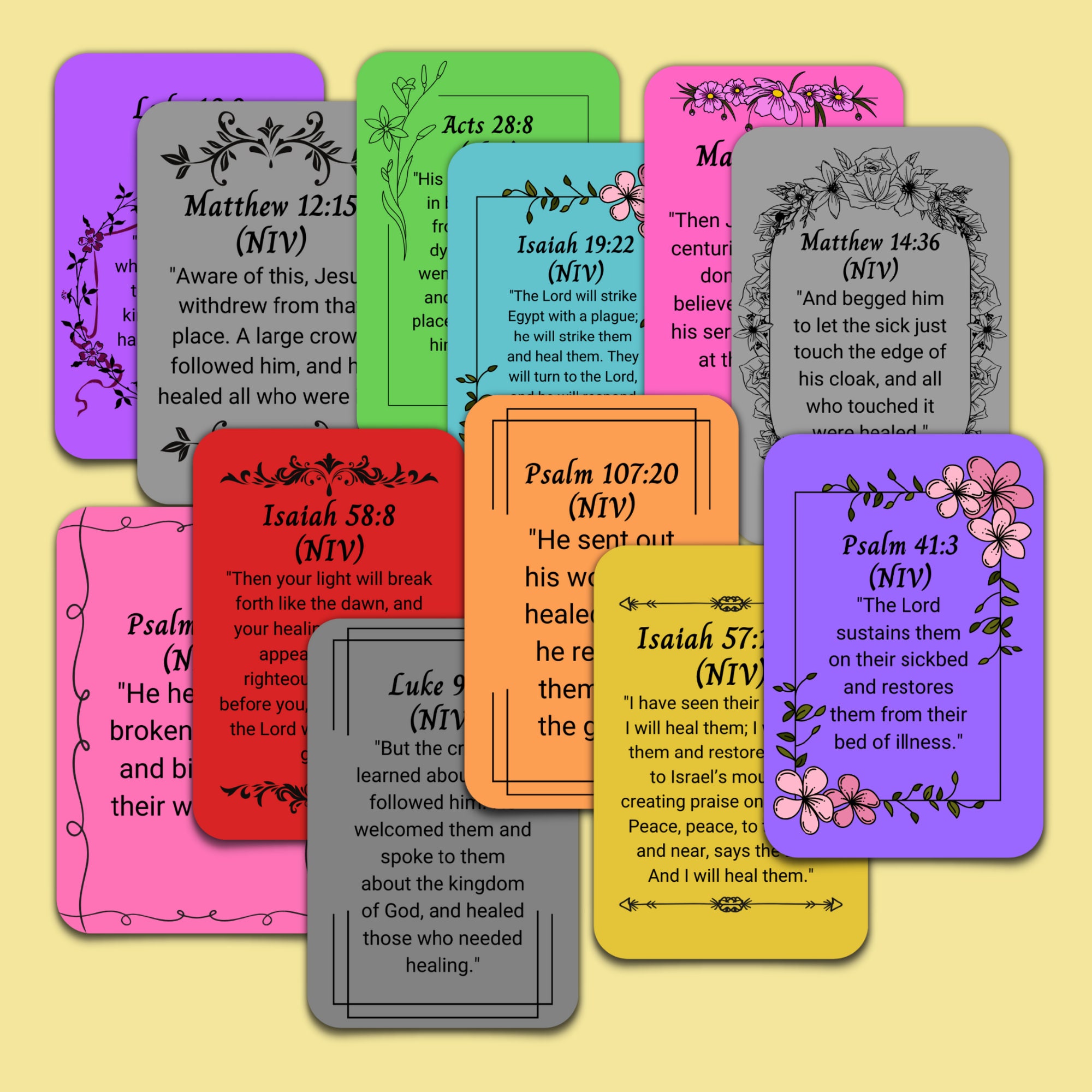 Printable Healing Bible Verse Cards, Bible Study Tools, Memory Verse ...