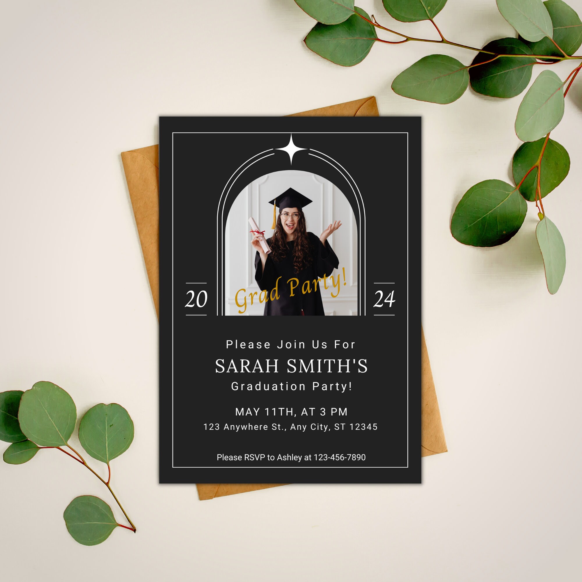 Editable Graduation Party Invitation Canva Template, Grad Party Invite ...