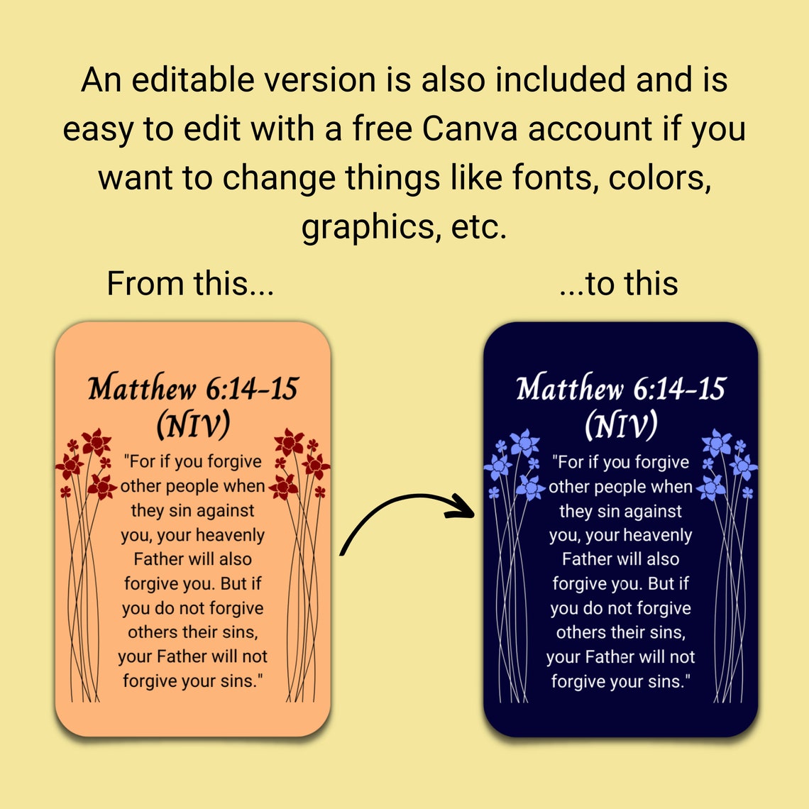 Printable Forgiveness Bible Verse Cards, Bible Study Tools, Memory ...