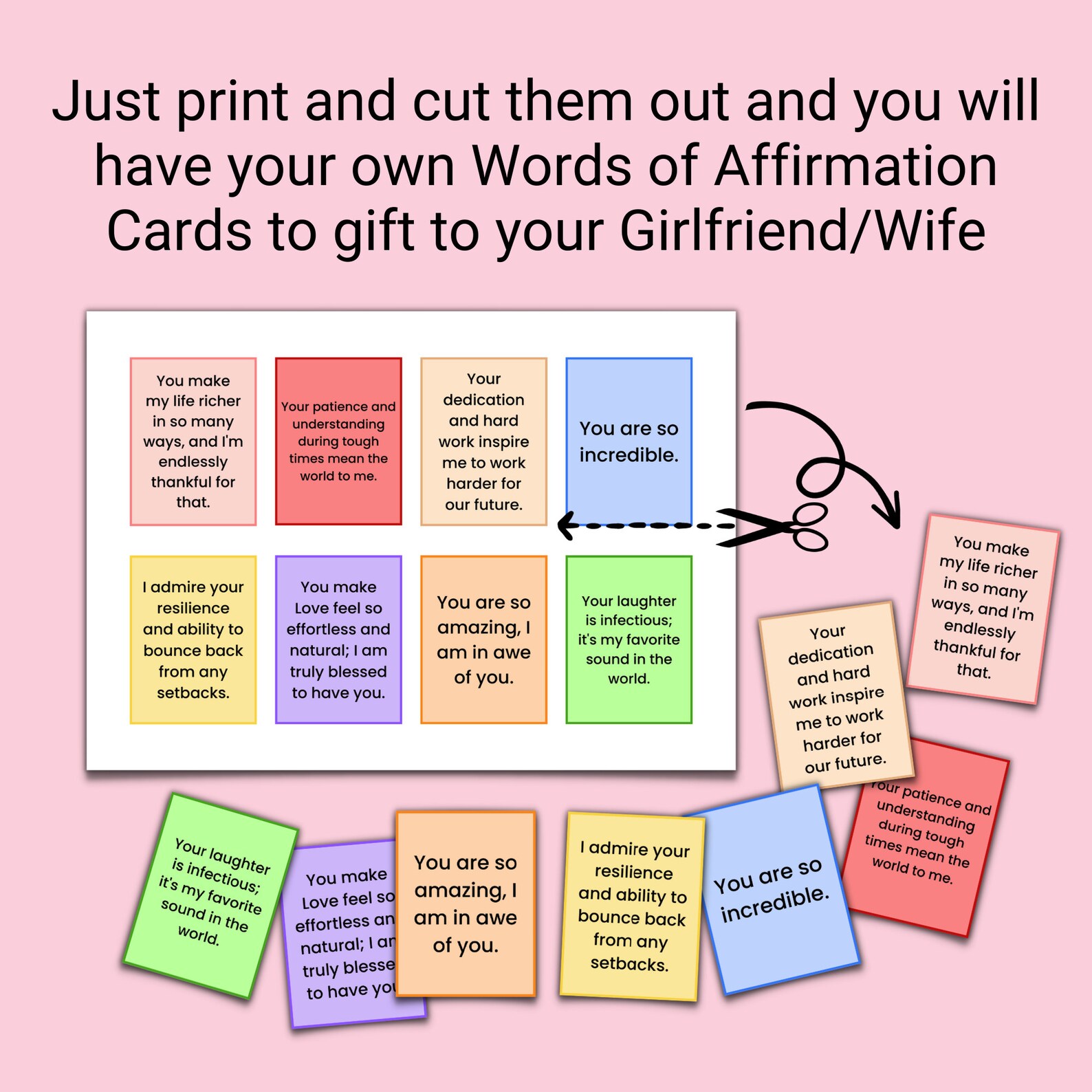 50 Words of Affirmation Cards for Her: Love Coupon Valentines Gift ...