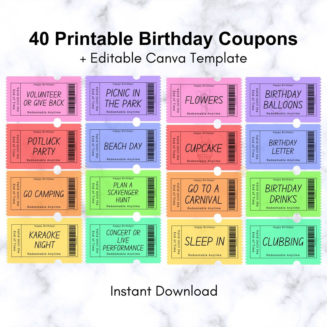 40 Printable Birthday Coupons, Birthday Vouchers, Birthday Gift Ideas ...