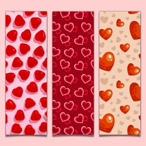 Printable Hearts Bookmark Set, Cute Bookish Bookmarks, Gift for Book ...
