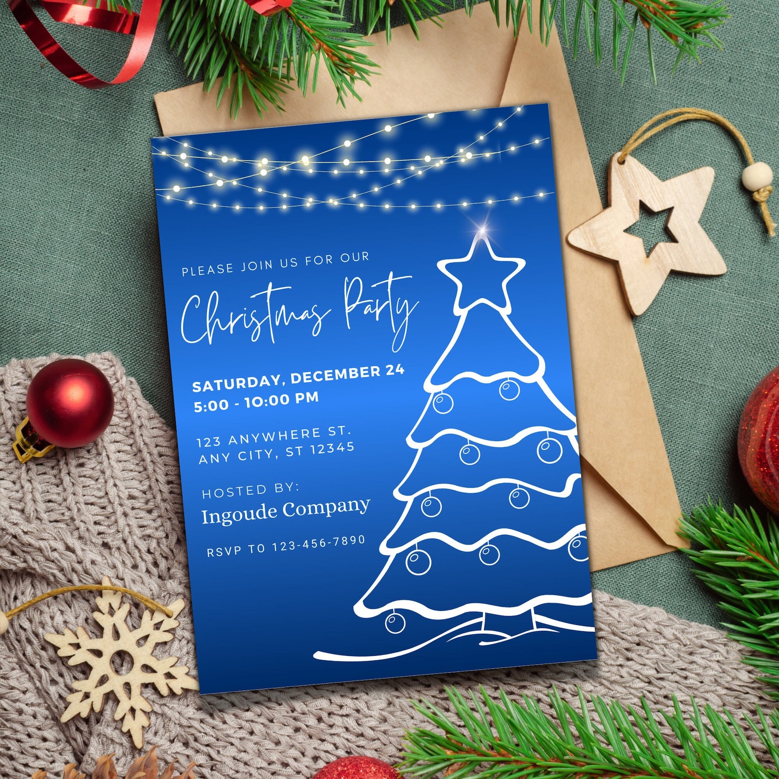 Christmas Party Invitation Canva Template, Printable Christmas Evite ...