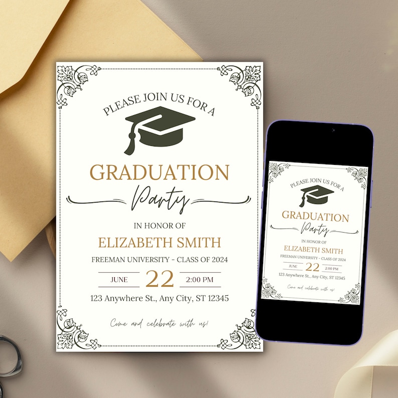 Editable Graduation Party Invitation Canva Template, Grad Party Invite ...