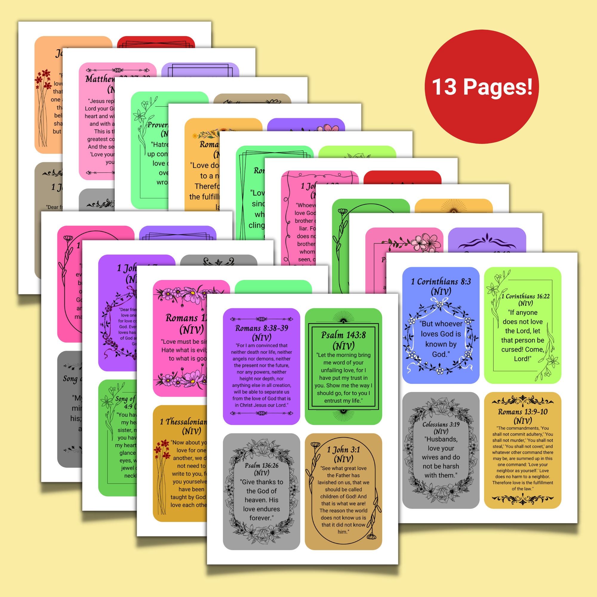 Printable Love Bible Verse Cards, Bible Study Tools, Memory Verse Flash ...