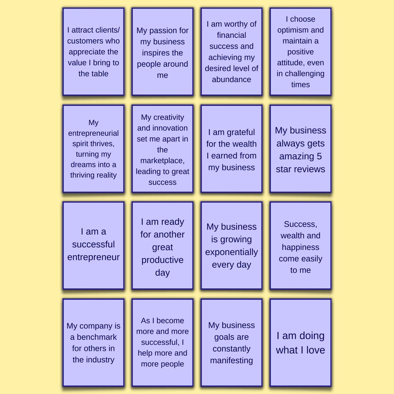 50 Printable Positive Affirmation Cards for Entrepreneurs, Self ...
