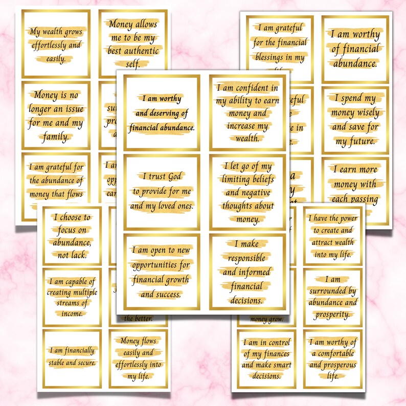 30 Printable Money Affirmation Cards, Financial Abundance & Wealth ...