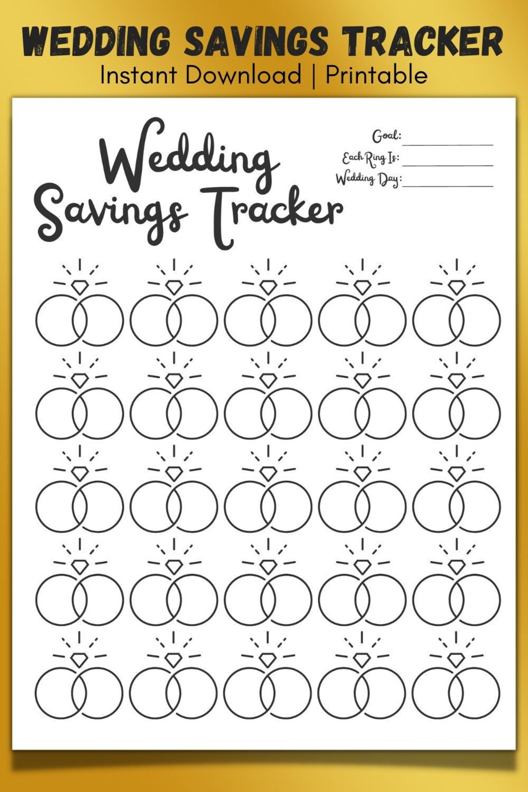 Wedding Savings Challenge Printable, Wedding Savings Tracker, Money ...