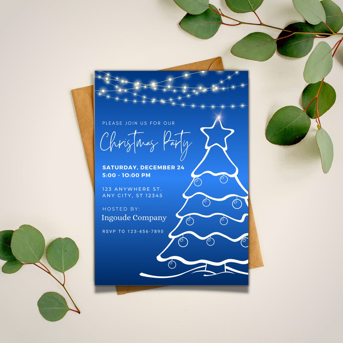 Christmas Party Invitation Canva Template, Printable Christmas Evite ...