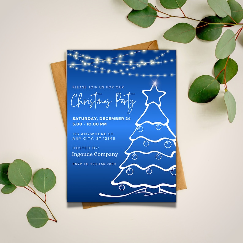 Christmas Party Invitation Canva Template, Printable Christmas Evite ...