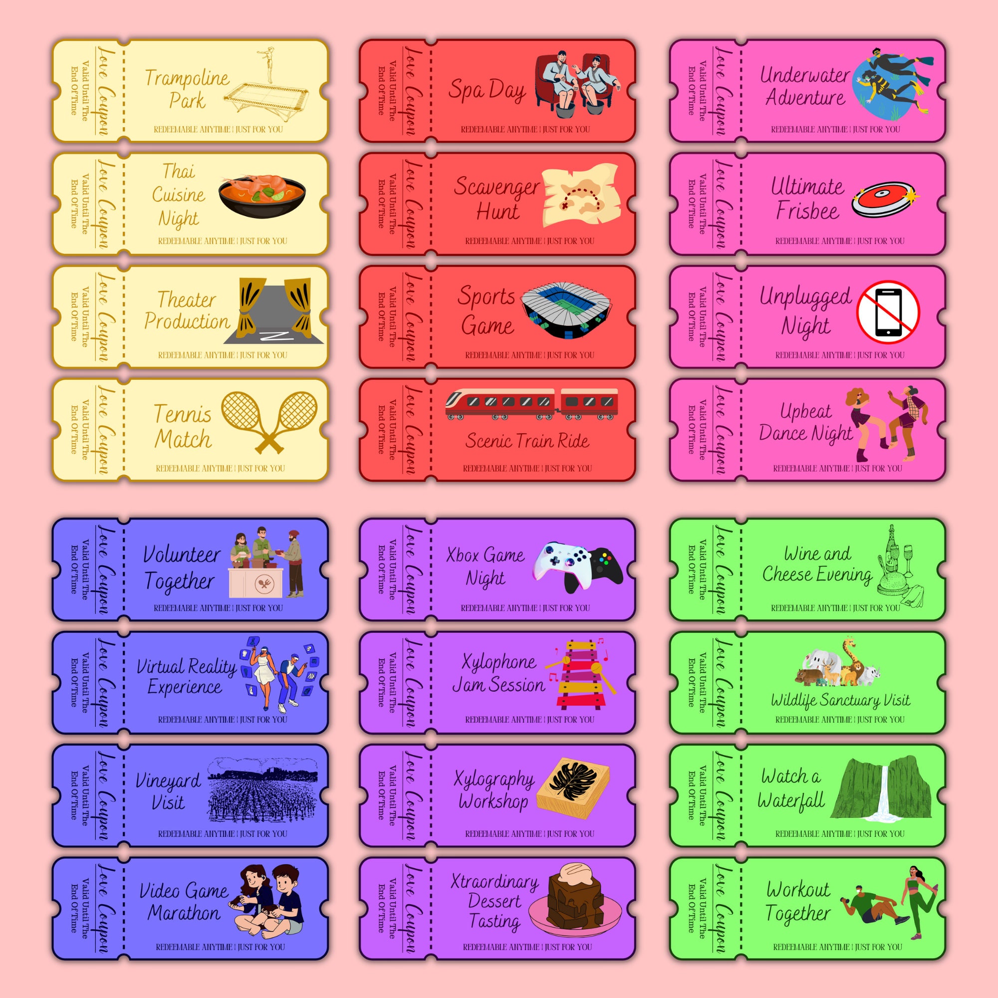 100 Printable Date Ideas Cards Couple Love Coupons Date - Etsy