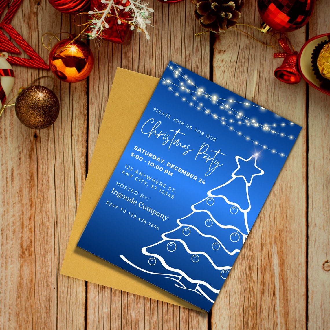 Christmas Party Invitation Canva Template, Printable Christmas Evite ...