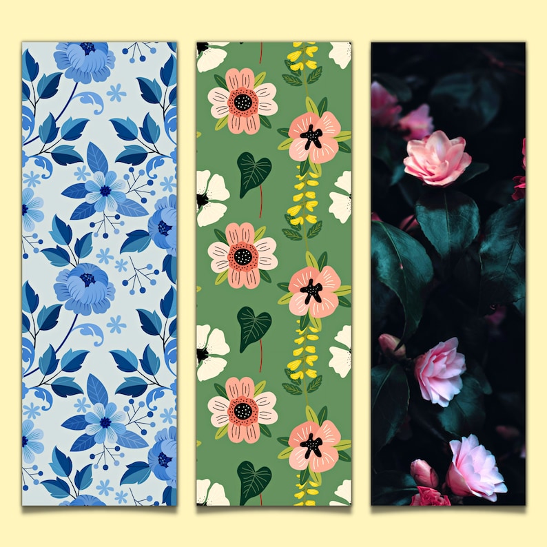 Printable Floral Bookmark Set, Floral Bookish Bookmarks, Gift for Book ...