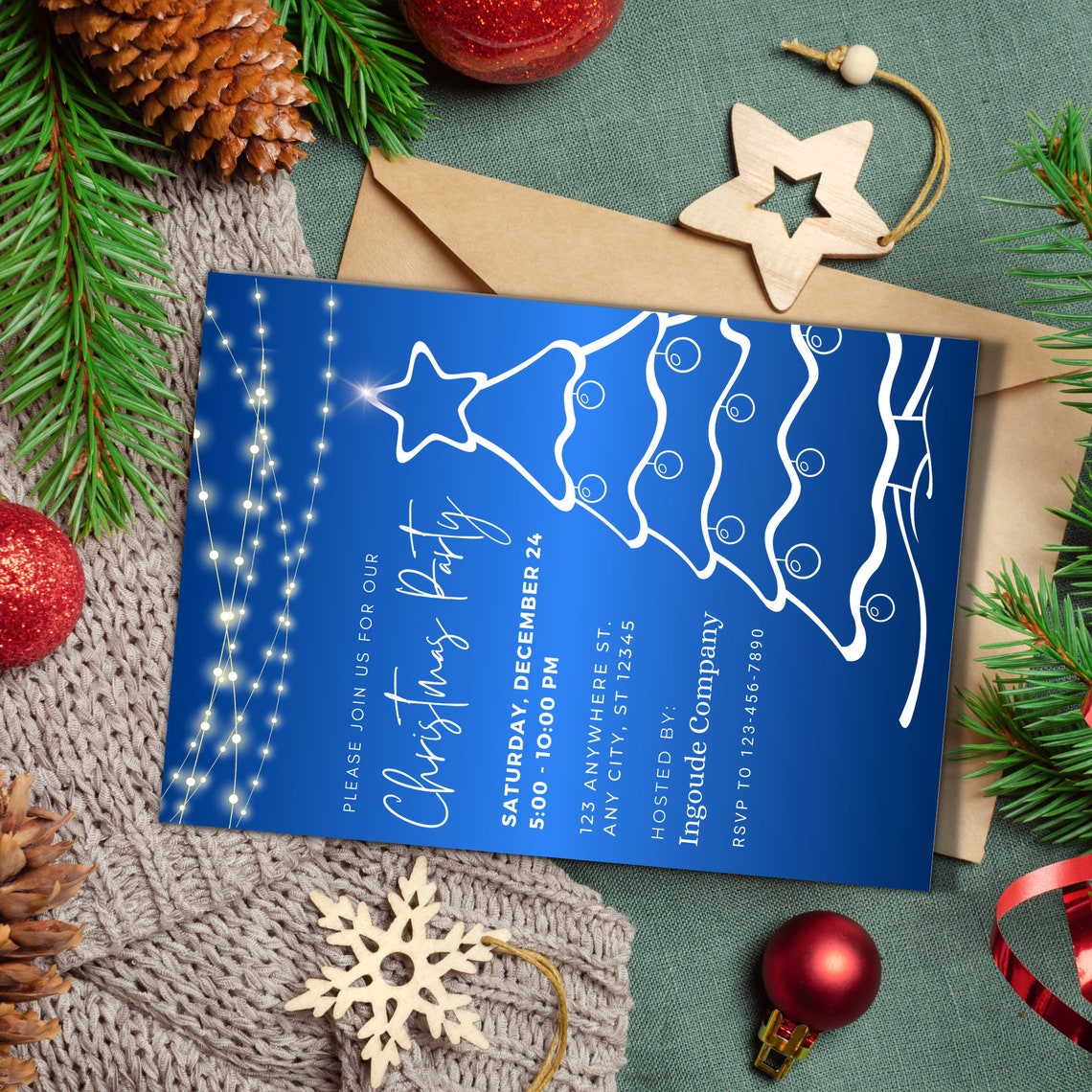 Christmas Party Invitation Canva Template, Printable Christmas Evite ...