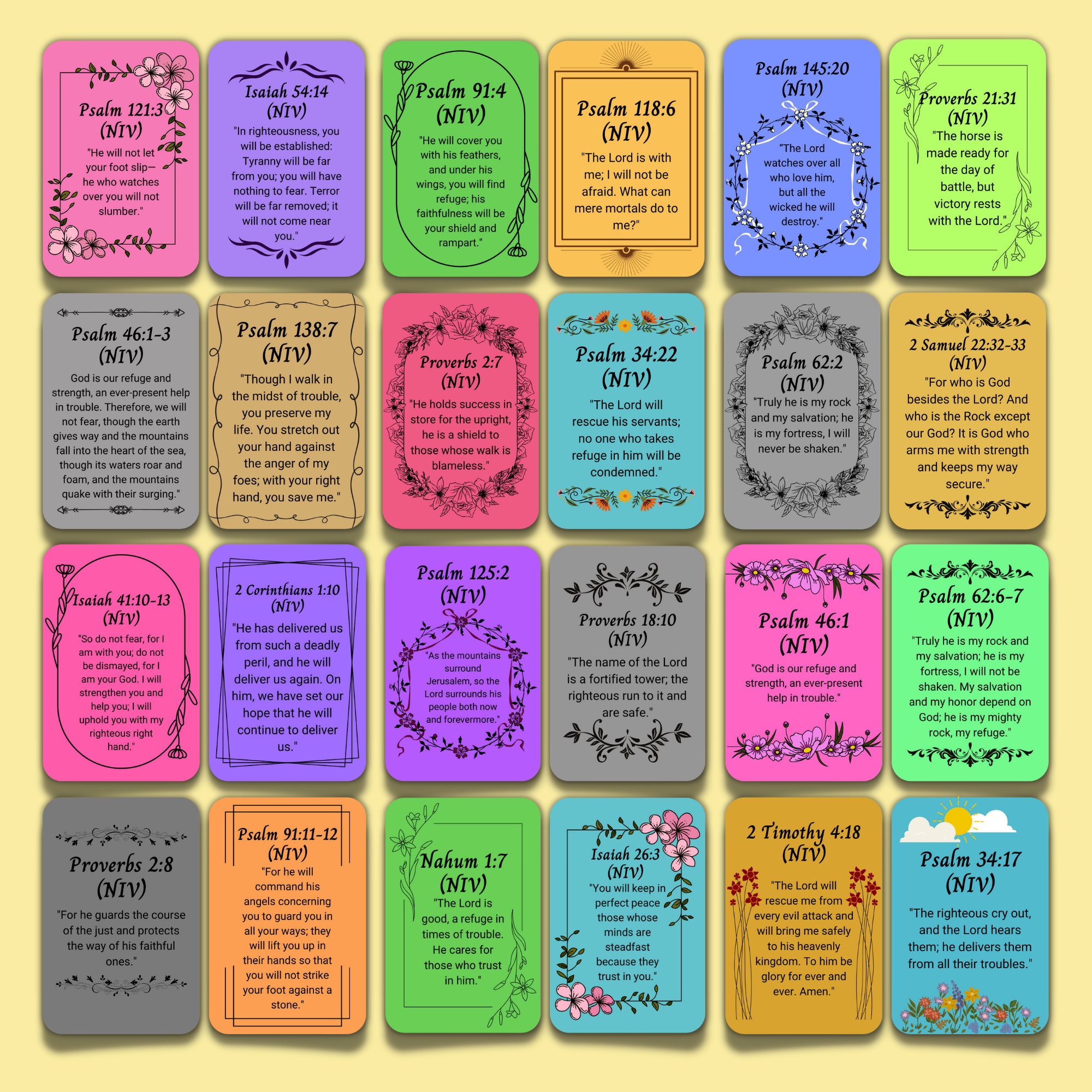 Printable Protection Bible Verse Cards, Bible Study Tools, Memory Verse ...