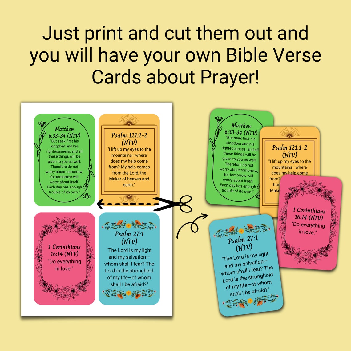 Printable Bible Verse Cards About Prayer, Bible Study Tools, Memory ...
