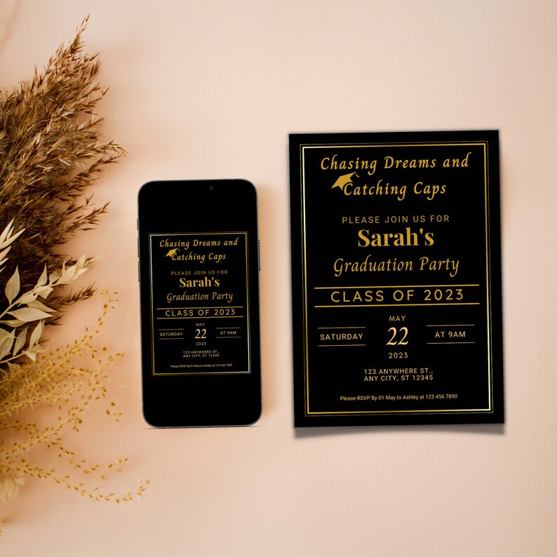 Editable Graduation Party Invitation Canva Template Grad - Etsy