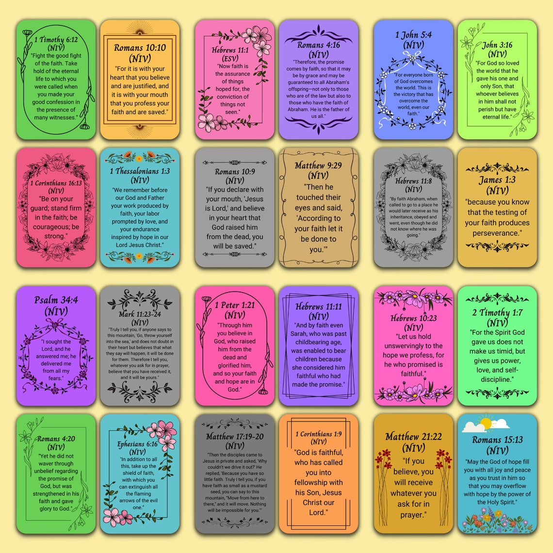 Printable Bible Verse Cards About Faith, Bible Study Tools, Memory ...