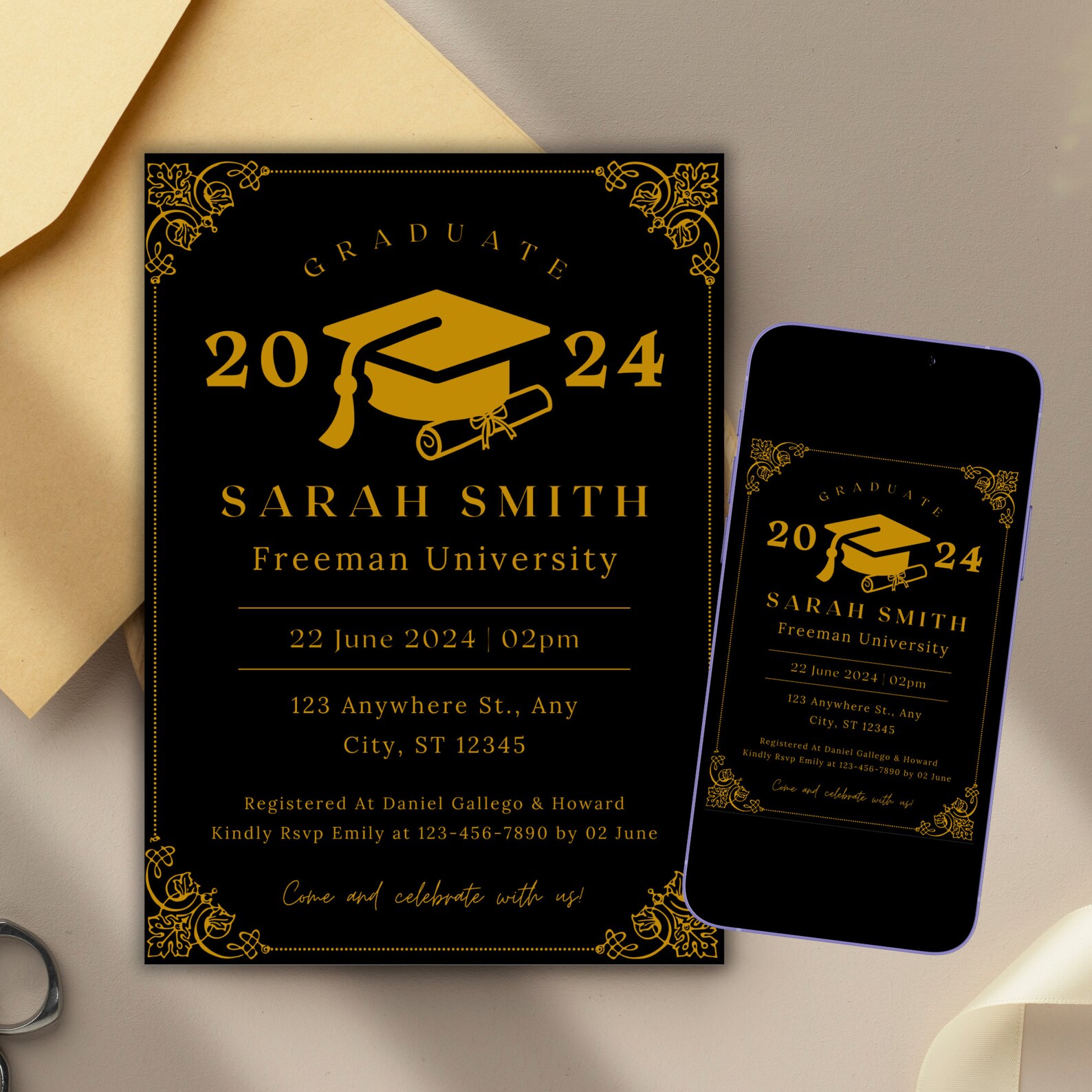 Editable Graduation Party Invitation Canva Template, Grad Party Invite ...