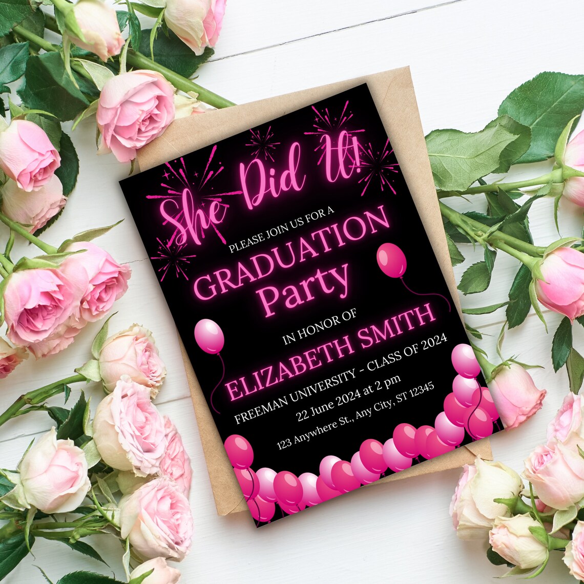 Editable Graduation Ceremony Invitation Canva Template, Grad Party ...