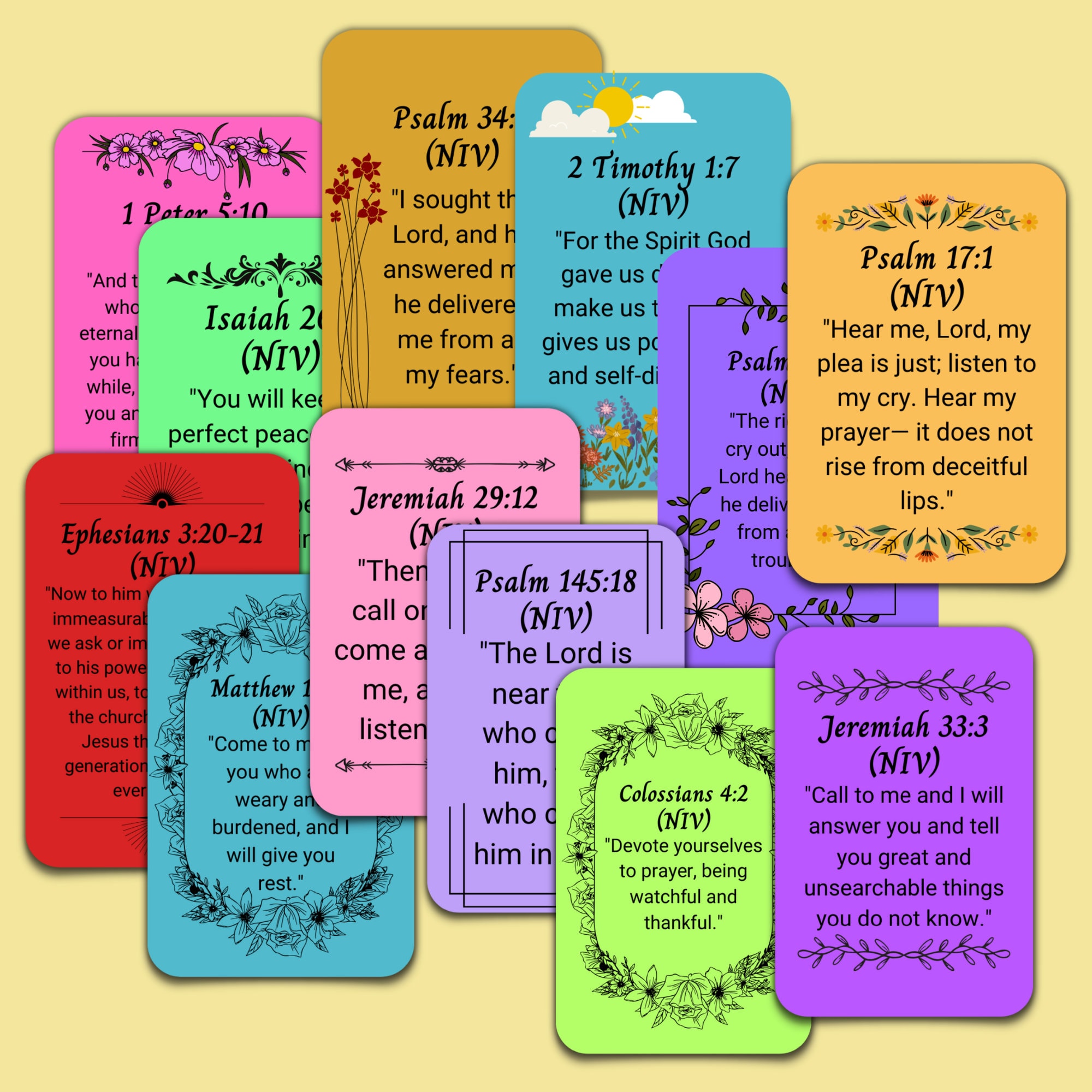 Printable Bible Verse Cards About Prayer, Bible Study Tools, Memory ...