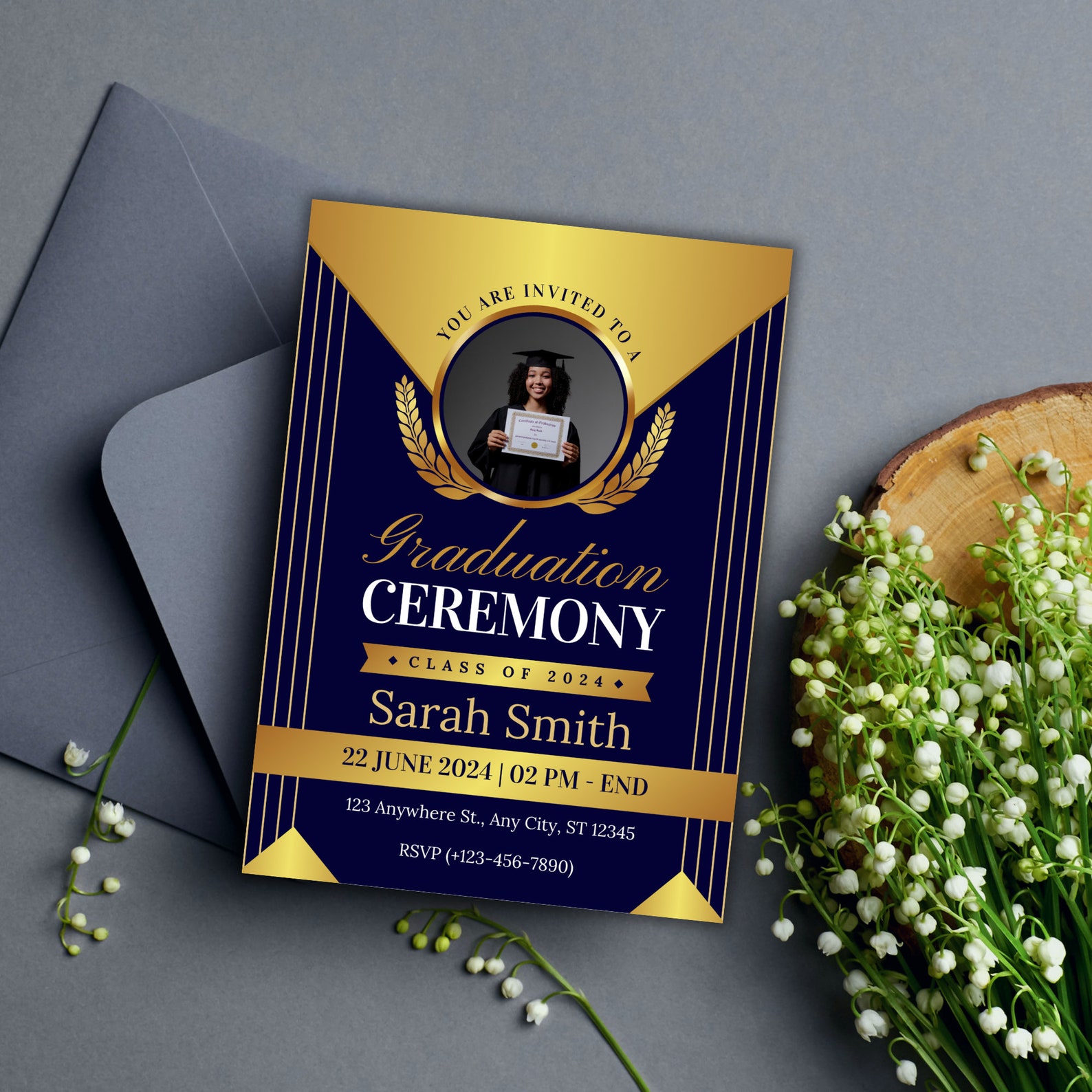 Editable Graduation Ceremony Invitation Canva Template, Grad Party ...