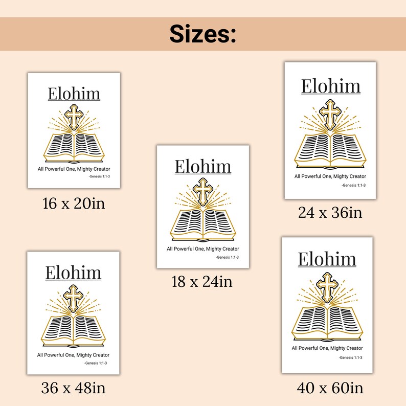 Printable Hebrew Names of God Elohim Wall Art, Names of Jesus Christ ...