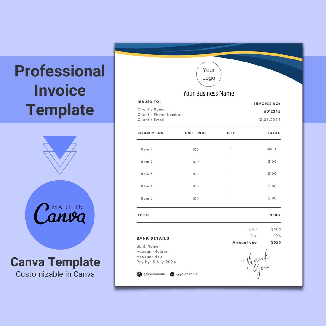 Simple Business Invoice Template, Printable Small Business Invoice ...